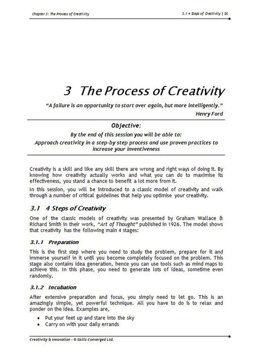 Creativity & Innovation Training Course Materials | Skills Converged