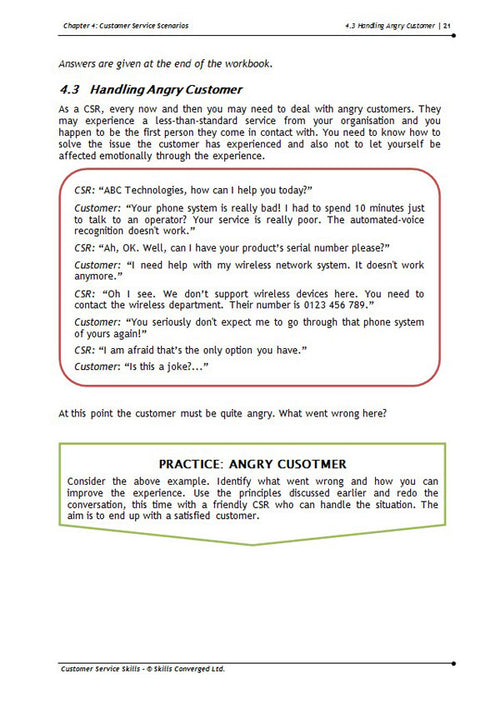 Customer Service Skills Training Course Materials | Skills Converged