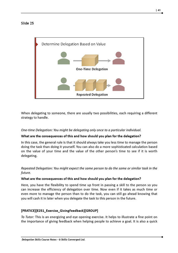 Delegation Skills Training Course Materials | Skills Converged