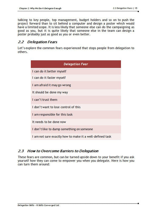 Delegation Skills Training Course Materials | Skills Converged