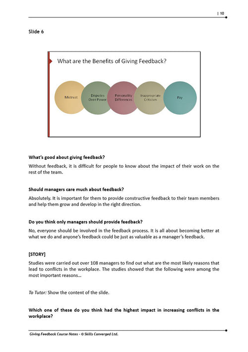 Giving Feedback Training Course Materials | Skills Converged