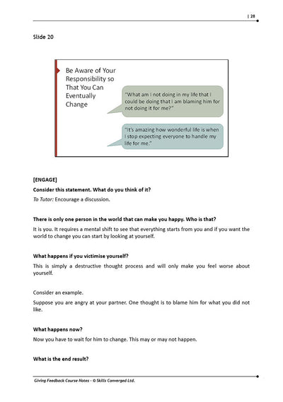 Giving Feedback Training Course Materials | Skills Converged