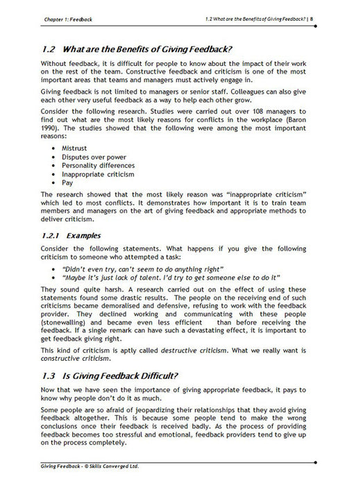 Giving Feedback Training Course Materials | Skills Converged