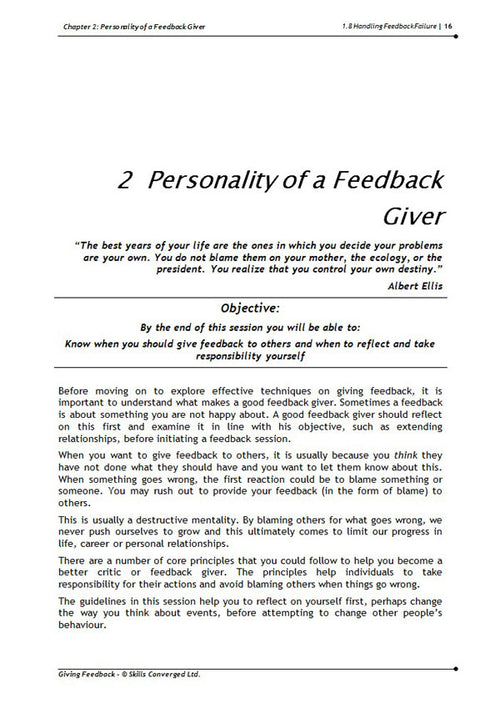 Giving Feedback Training Course Materials | Skills Converged