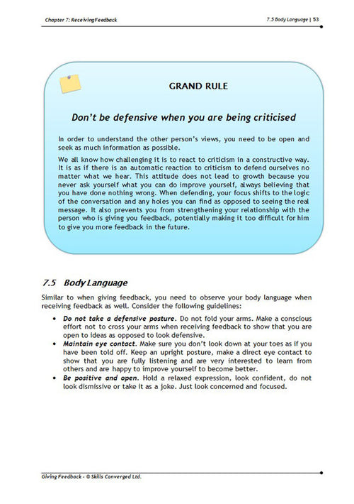 Giving Feedback Training Course Materials | Skills Converged