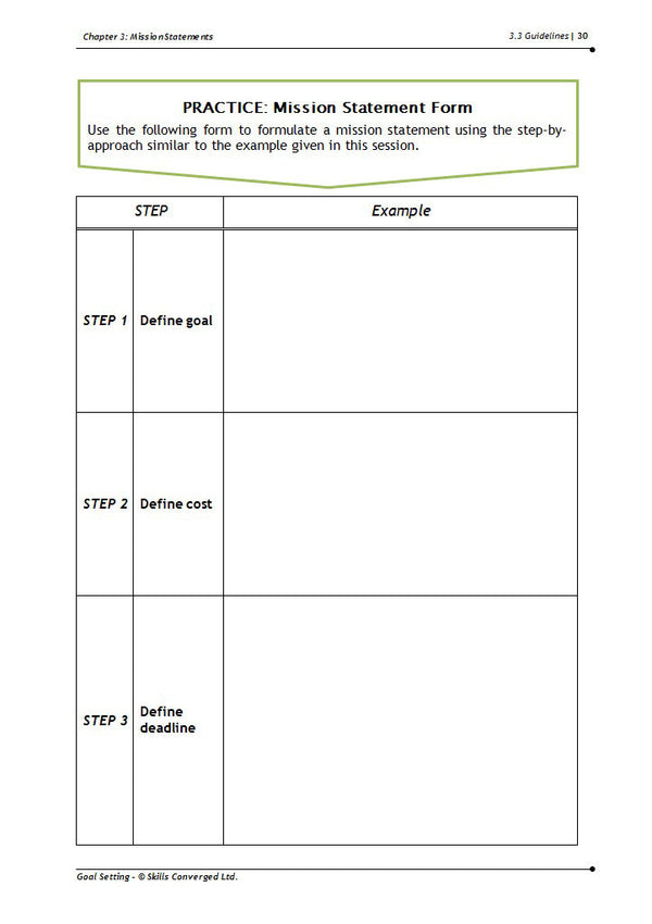 Goal Setting Training Course Materials | Skills Converged