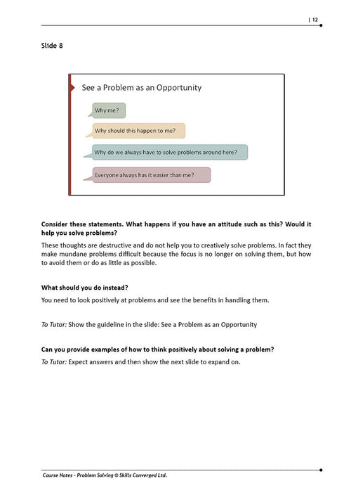 Problem Solving Training Course Materials | Skills Converged