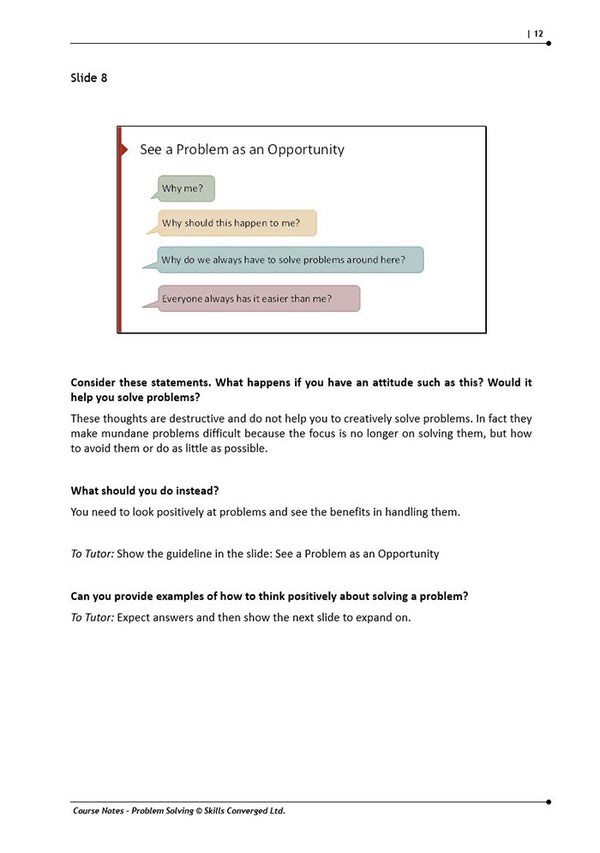 Problem Solving Training Course Materials | Skills Converged
