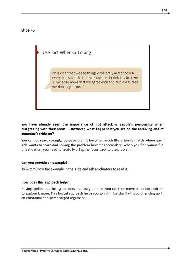 Problem Solving Training Course Materials | Skills Converged