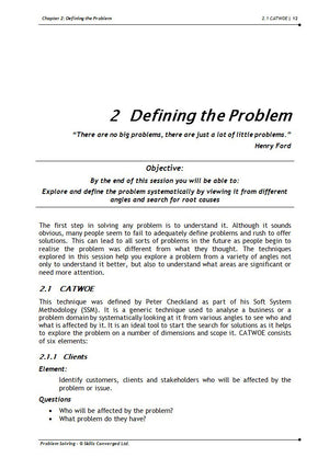 Problem Solving Training Course Materials | Skills Converged