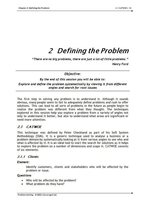 Problem Solving Training Course Materials | Skills Converged