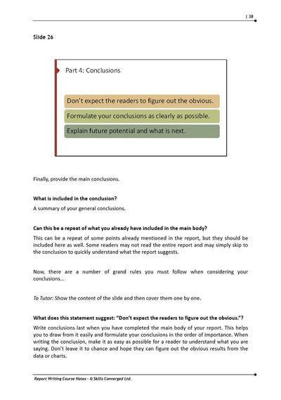 Report Writing Training Course Materials | Skills Converged