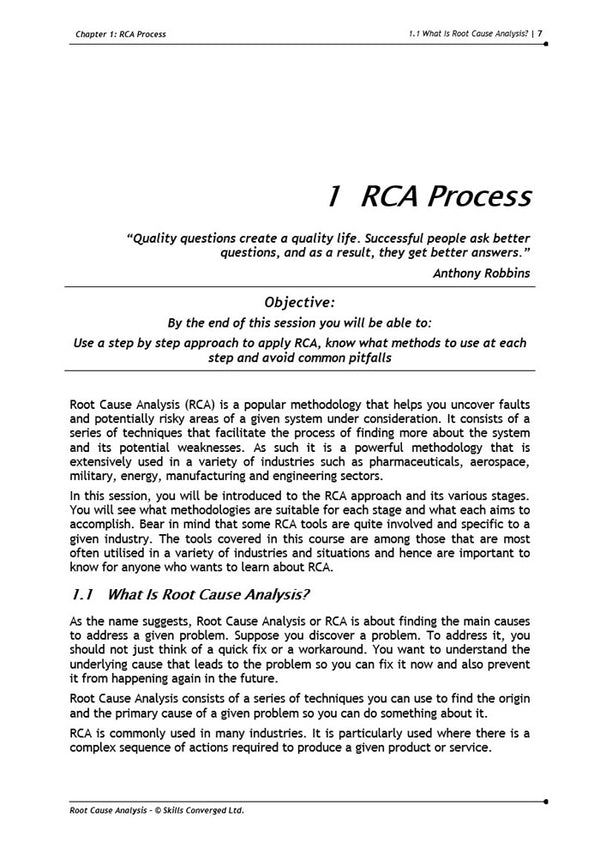 Root Cause Analysis Training Course Materials | Skills Converged