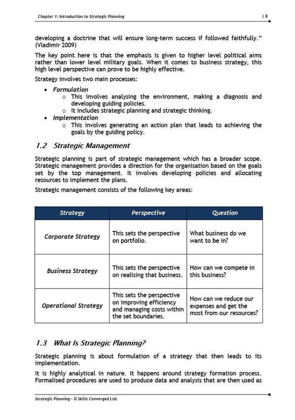 Strategic Planning Training Course Materials | Skills Converged