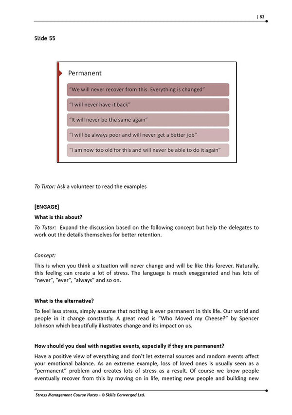 Stress Management Training Course Materials | Skills Converged