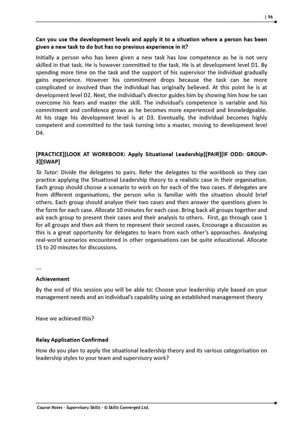 Supervisory Skills Training Course Materials | Skills Converged