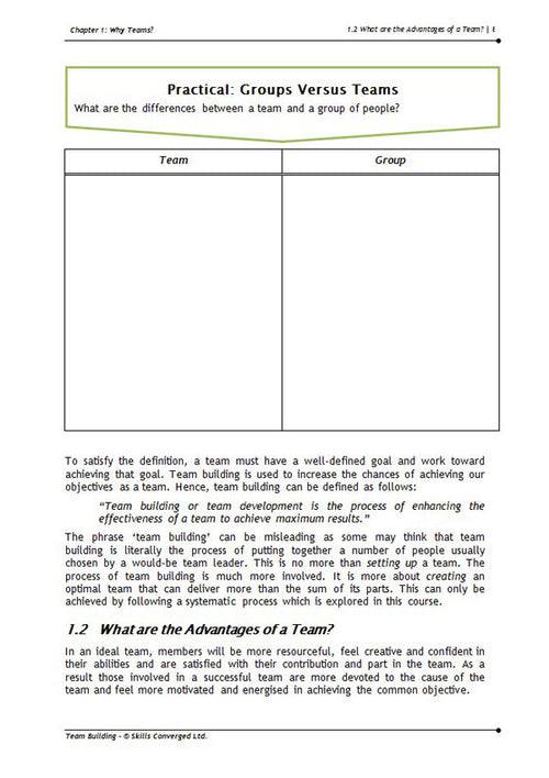 Team Building Training Course Materials | Skills Converged